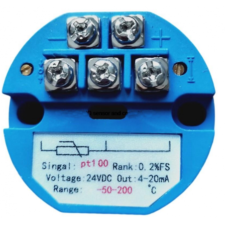 Pt100 transmitter - 2 or 3 wire, 4-20mA output. Temperature from -50 to ...